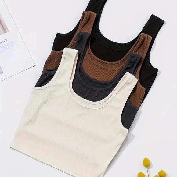 High Quality | Tops | 4 Pack Crop Tank Tops Color Milky | Poshmark